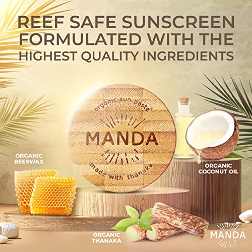 MANDA Organic Sun Paste - Natural, Reef & Ocean Safe - SPF 50 Sunscree