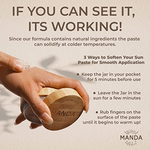 MANDA Organic Sun Paste - Natural, Reef & Ocean Safe - SPF 50 Sunscree