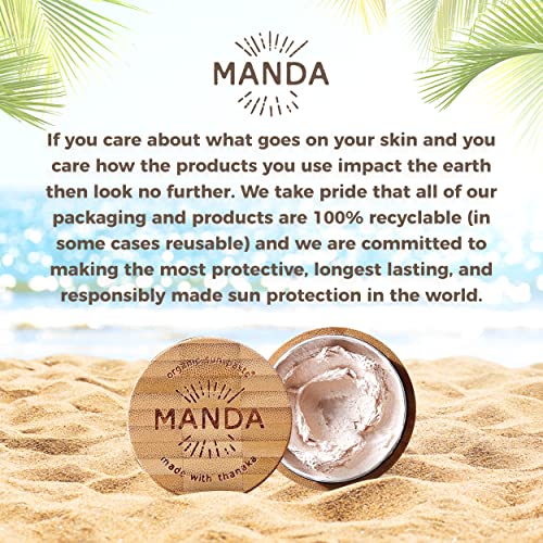 MANDA Organic Sun Paste - Natural, Reef & Ocean Safe - SPF 50 Sunscree