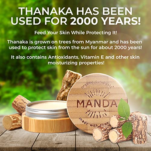 MANDA Organic Sun Paste - Natural, Reef & Ocean Safe - SPF 50 Sunscree